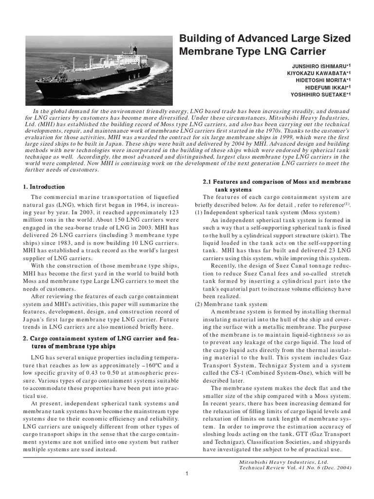 Building of Advanced Large Sized Membrane Type LNG Carrier | PDF ...
