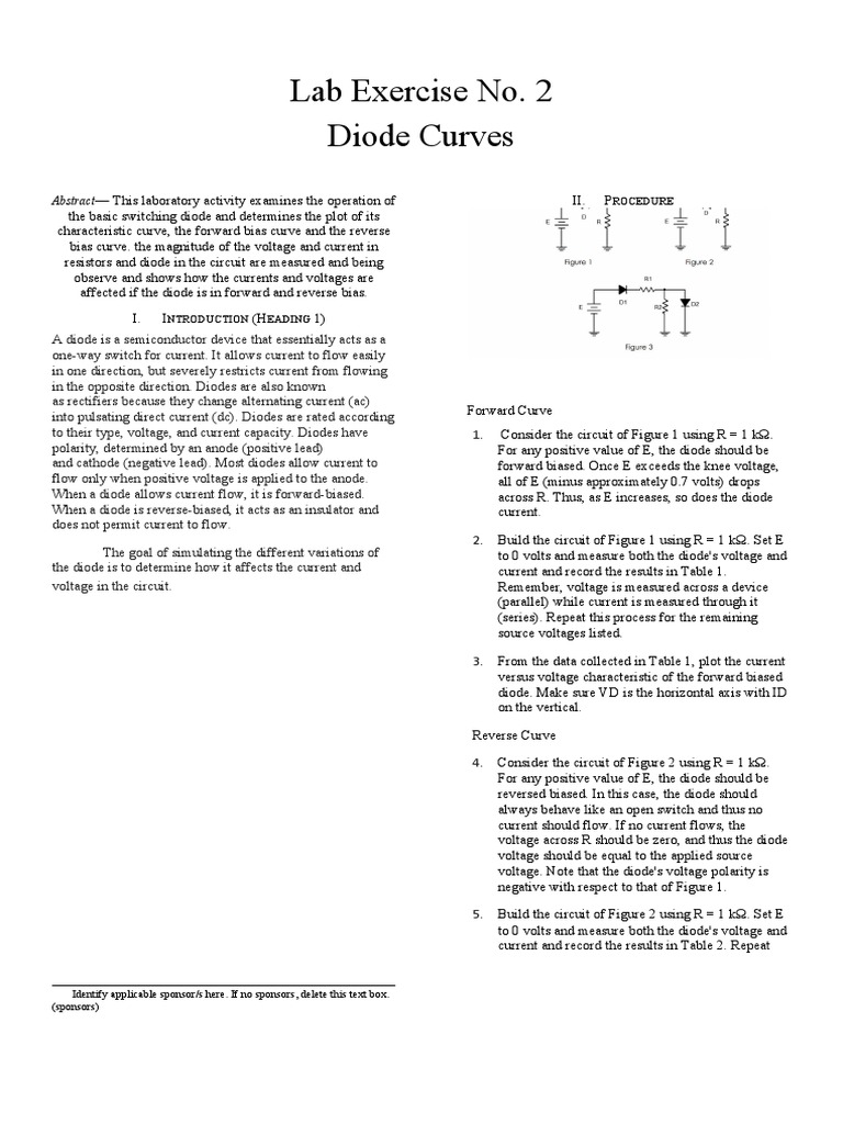 Lab Exercise No. 2 Diode Curves: Rocedure | PDF | Diode | P–N Junction