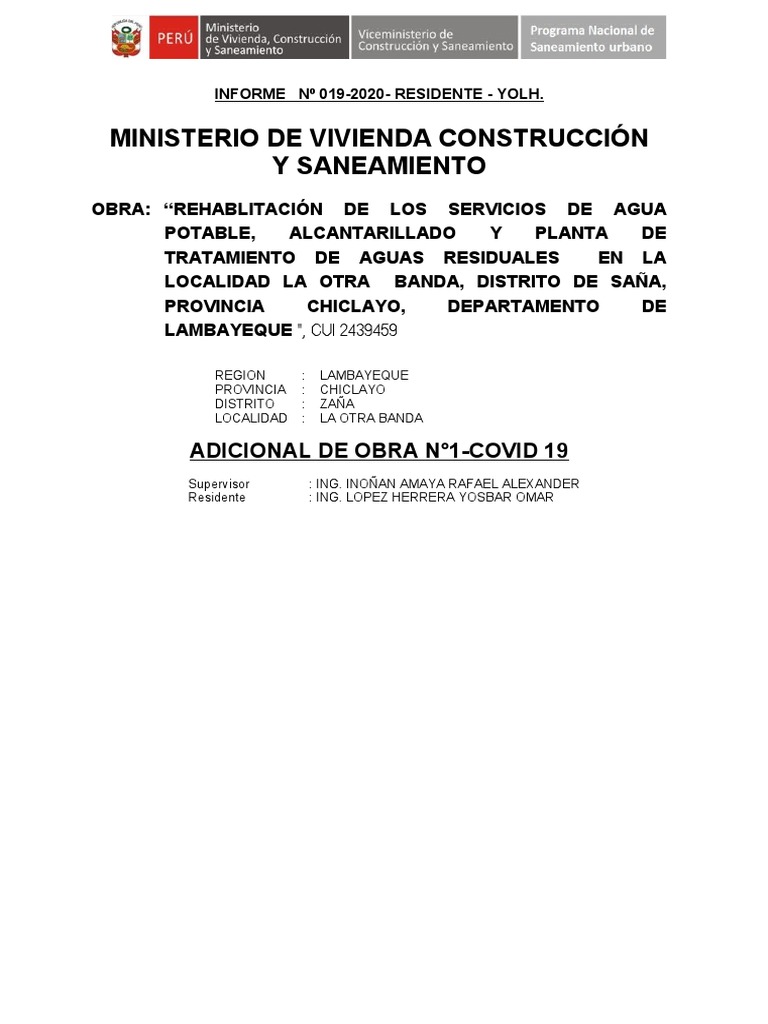 3.-INFORME ADICIONAL DE OBRA N°01 LA OTRA BANDA OKKKkkkk | PDF