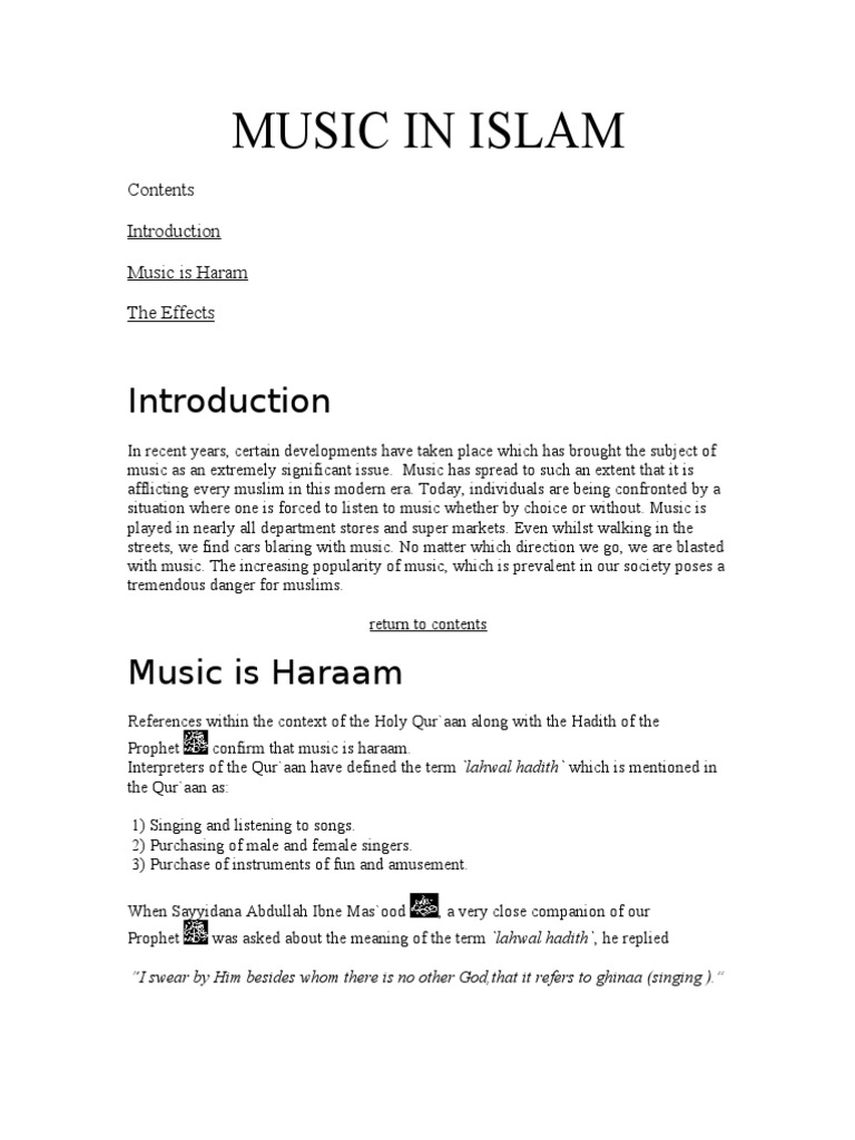 Music in Islam | PDF | Hadith | Sahabah