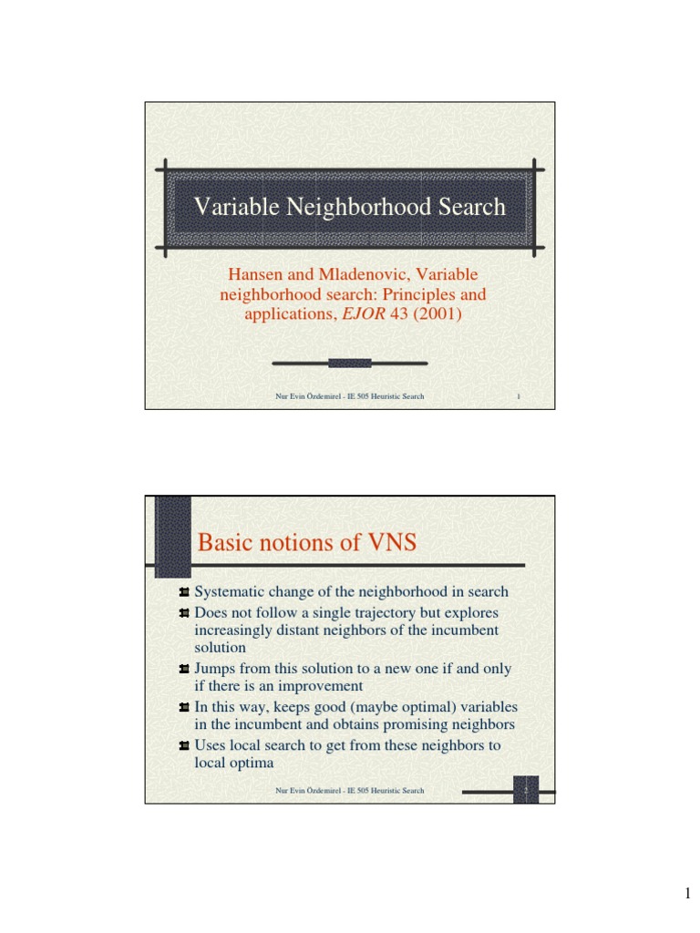 Week 11 Variable Neighborhood Search Pdf Discrete Mathematics Algorithms