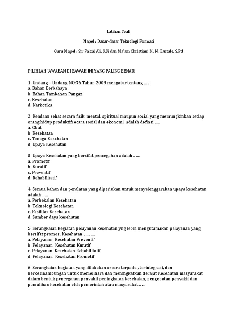 Latihan Soal Objektif | PDF | Pengembangan Diri | Kesehatan Holistik