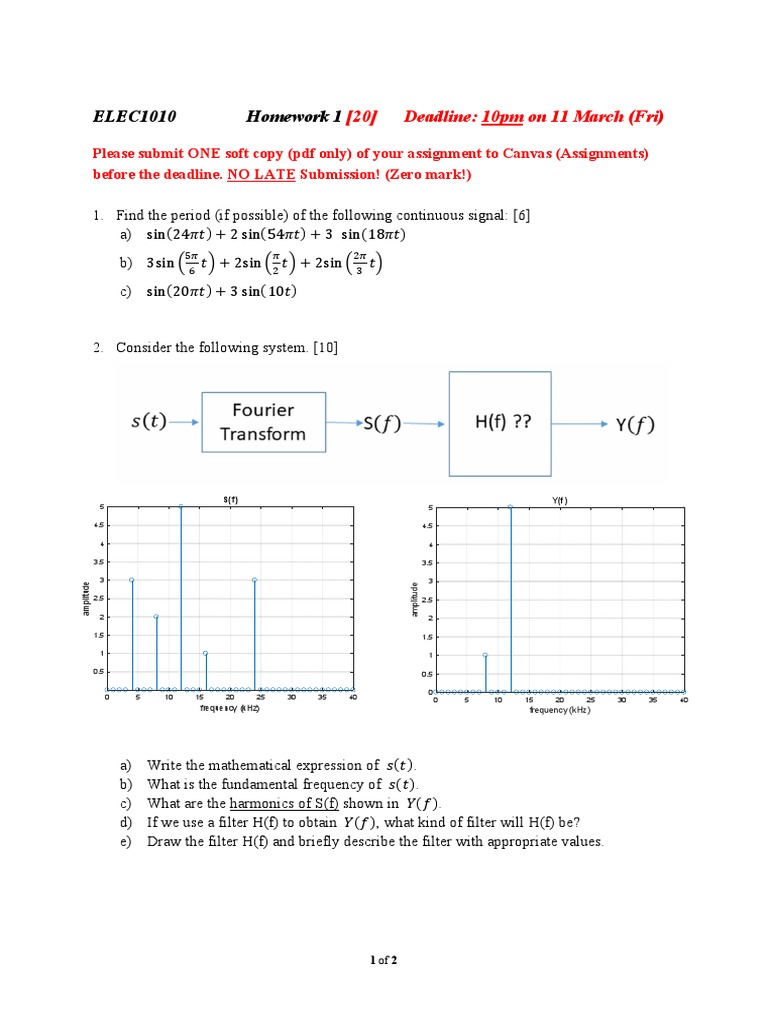 ELEC1010 Homework 1 | PDF | Sine | Amplitude