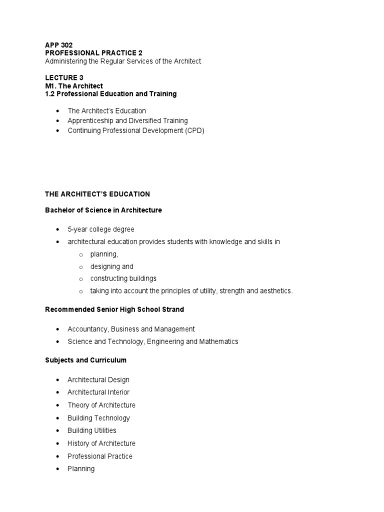 Architect Education and Licensing Overview | PDF | Architect ...