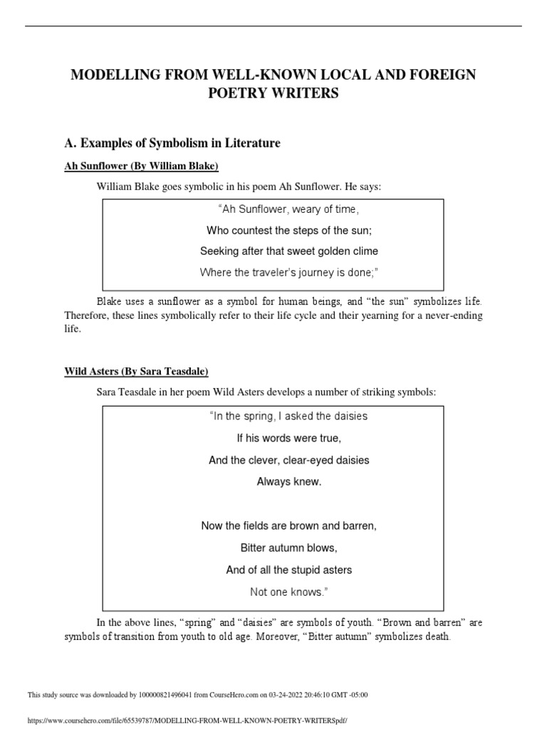 Modelling From Well-Known Local and Foreign Poetry Writers: A. Examples ...