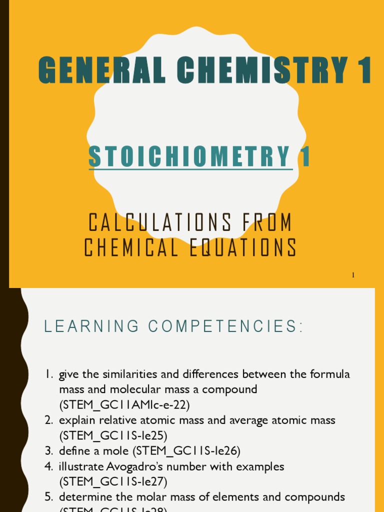 General Chemistry 1: Stoichiometry1 | PDF | Stoichiometry | Mole (Unit)
