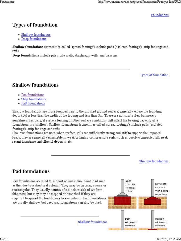 Types of Foundation: Foundations | PDF