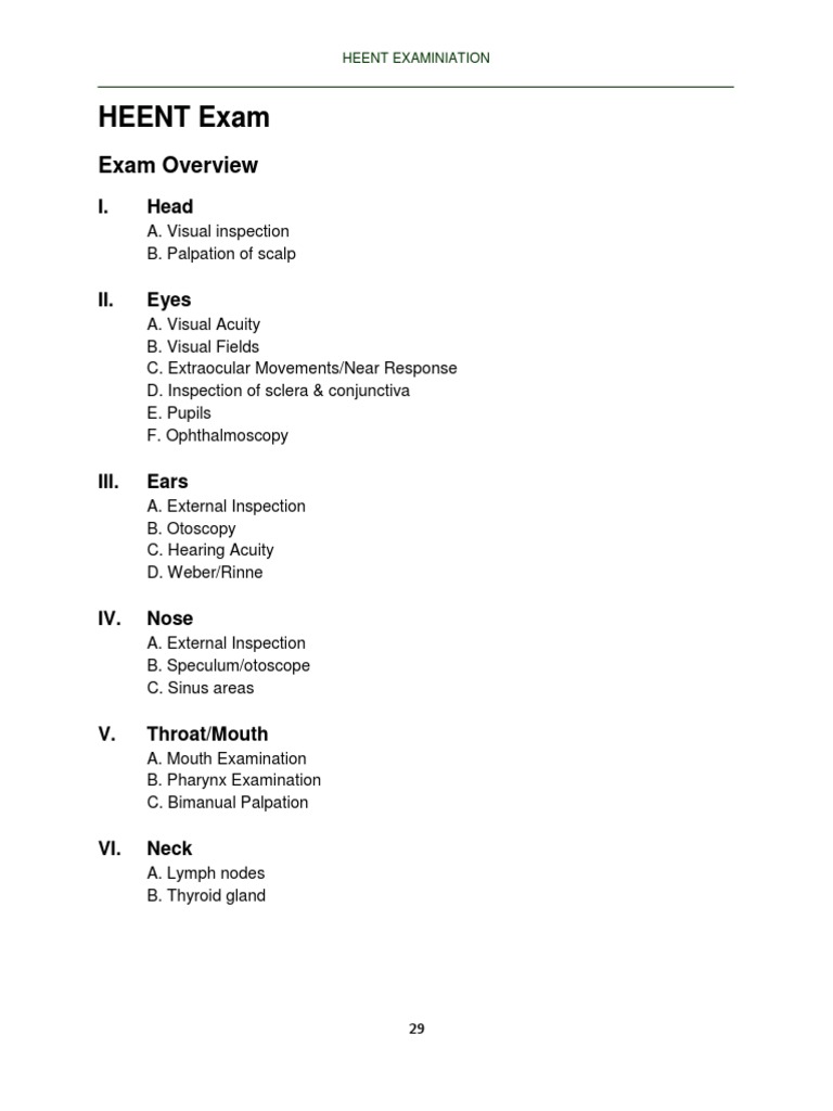 HEENT Exam Teaching Docket | PDF | Ear | Human Nose