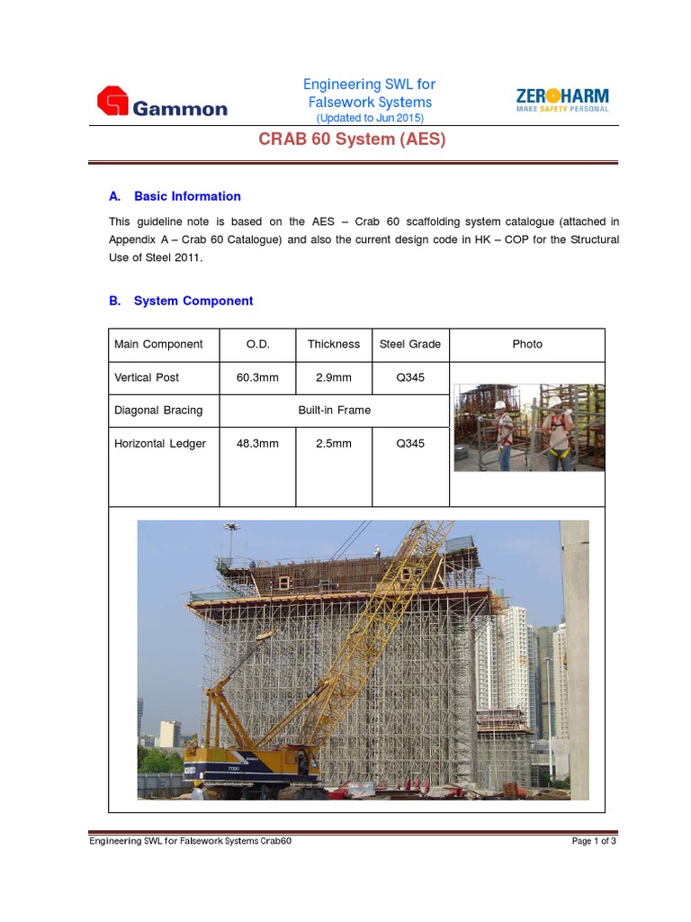 Crab 60 Scaffolding System Guidelines | PDF | Scaffolding | Economic ...