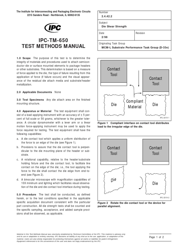 IPC-TM-650 Die Shear Strength Test | PDF | Force | Torque