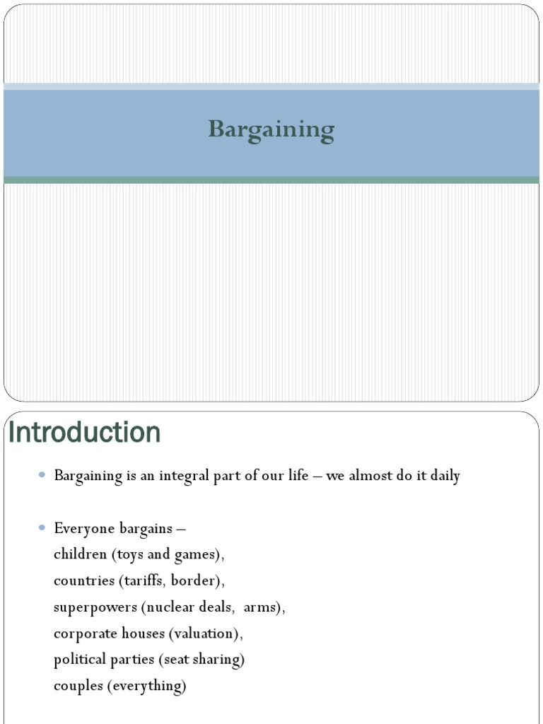 Introduction To Bargaining | PDF | Bargaining | Economic Theories