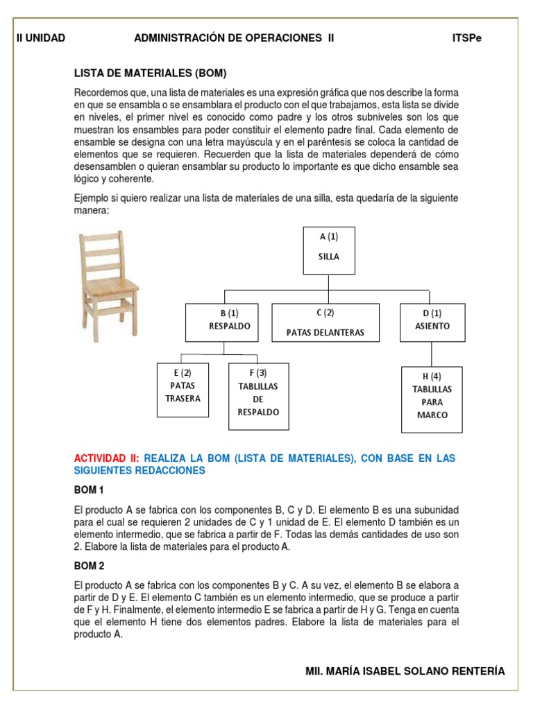Ejemplos de Lista de Materiales (BOM) | PDF