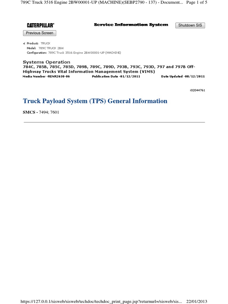 Truck Payload System (TPS) General Information - Print - Page | PDF