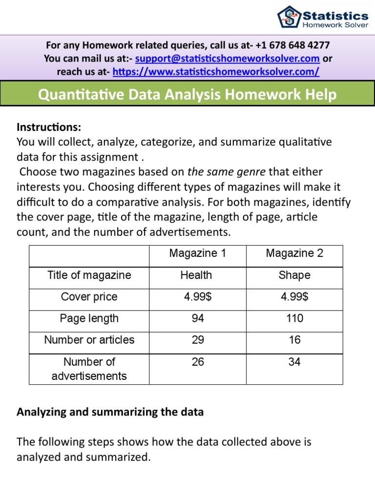 Quantitative Data Analysis Homework Help | PDF | Chart | Pie Chart