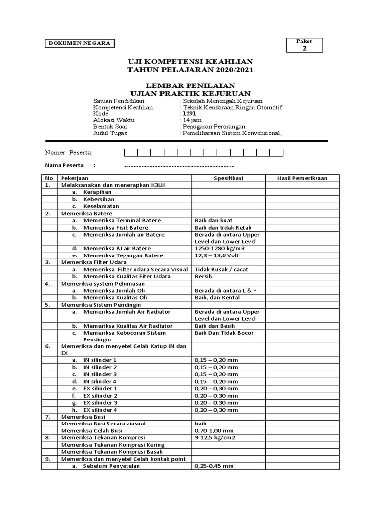 Lembar Kerja Uji Kompetensi Keahlian Tkro | PDF