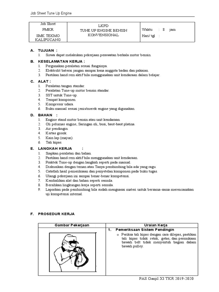 Joob Sheet Tune Up Konvensional | PDF