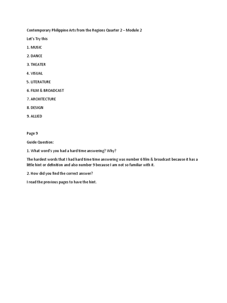 Contemporary Philippine Arts From The Regions Quarter 2 - Module 2 ...