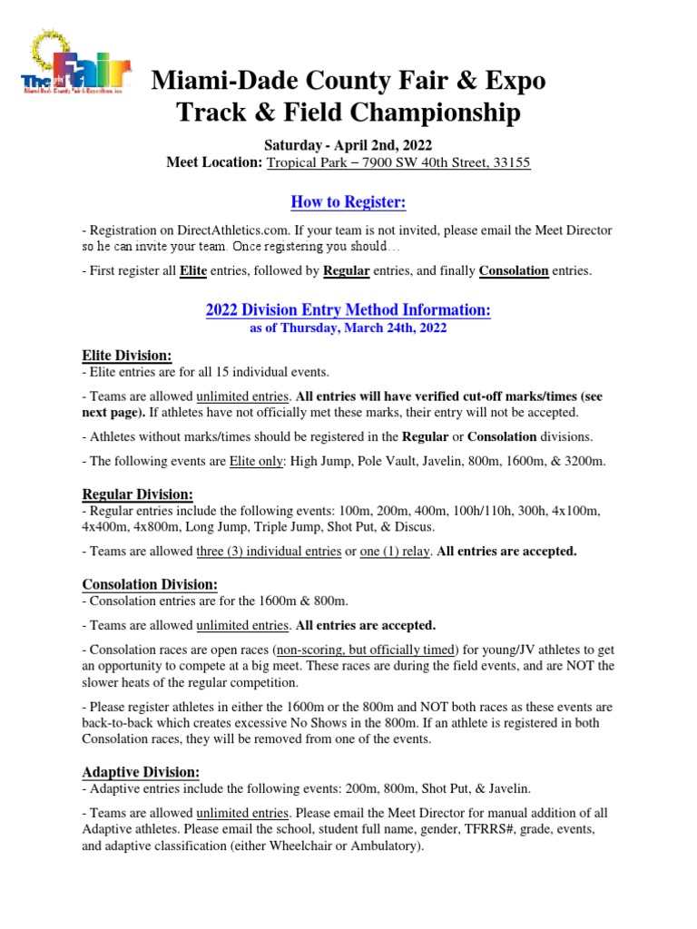 TF22 - Youth Fair Entry Information and Standards | PDF | Track And ...
