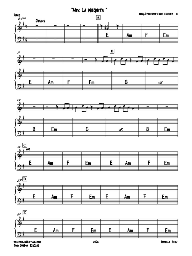 Piano Parranda La Negrita | PDF