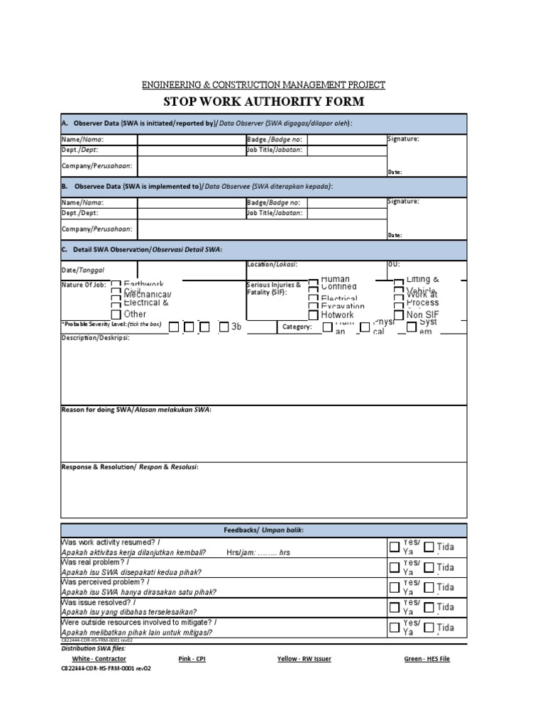 C822444-COR-HS-FRM-0001 Stop Work Authority (SWA) Form Rev 2 (Jan 16 ...