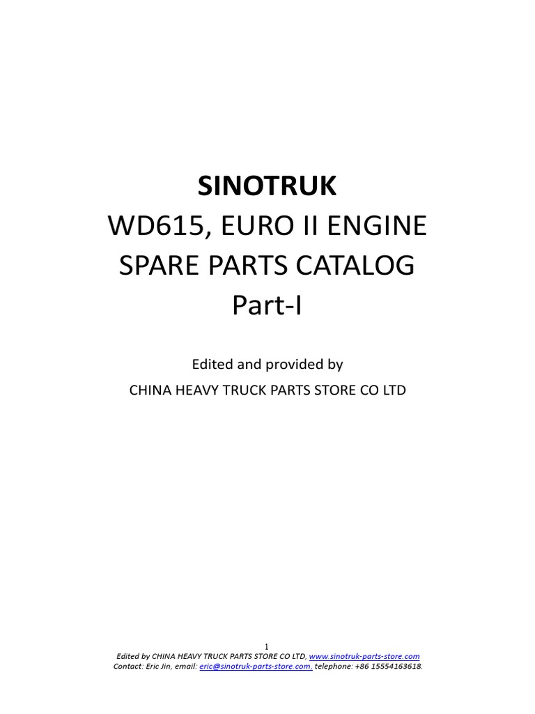 SINOTRUK WD615, EURO II ENGINE SPARE PARTS CATALOG Part-1 | PDF