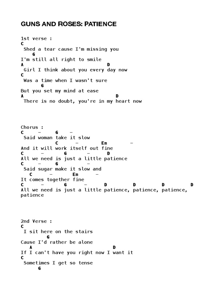 Guns and Roses: Patience | PDF | Songs