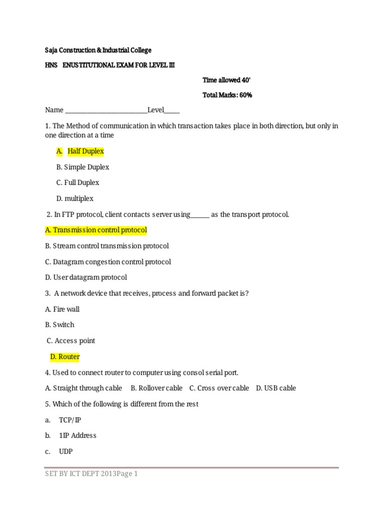 Coc Level 3 HNS | PDF