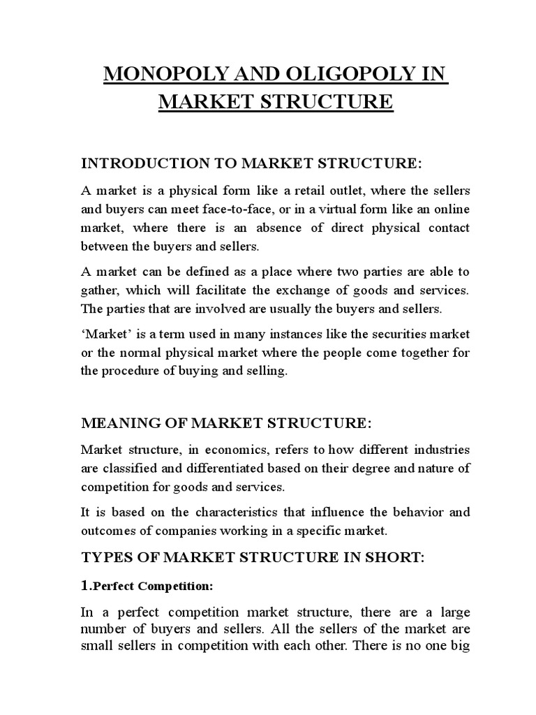 Share Monopoly and Oligopoly in Market Structure | PDF | Monopoly ...