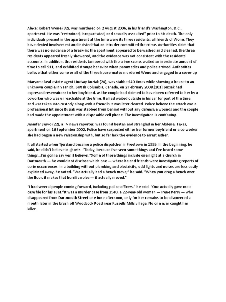 Unsolved Cases Pdf Crime Violence Law Enforcement