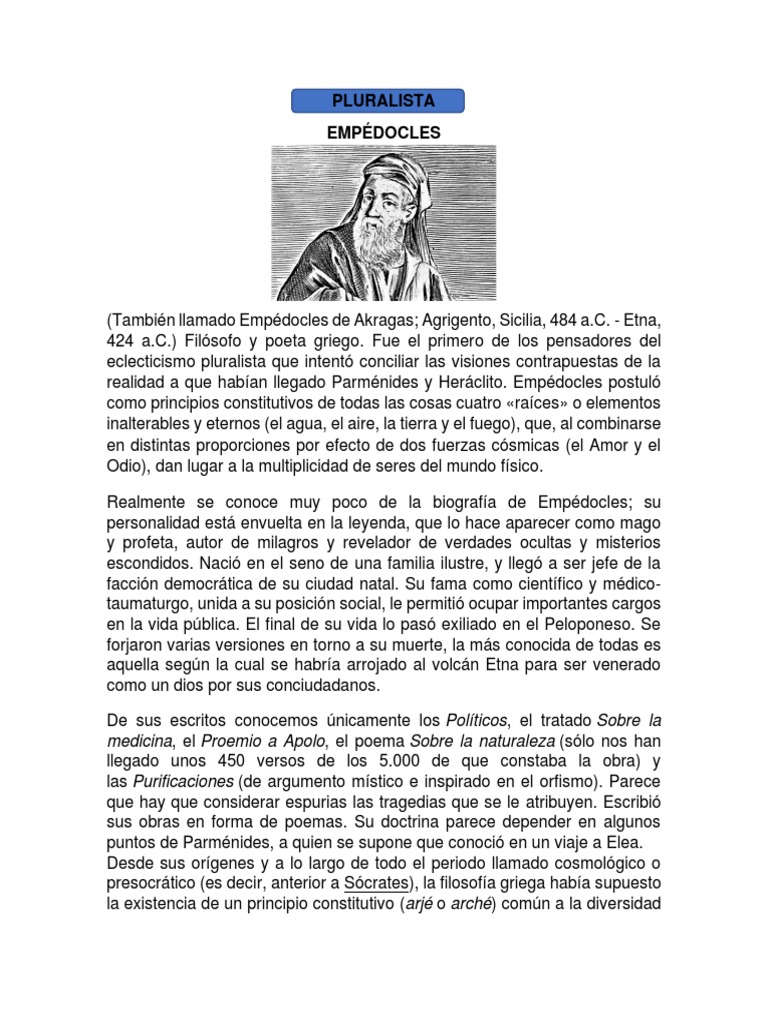 PLURALISTA | PDF | Metafísica | Filosofía griega antigua