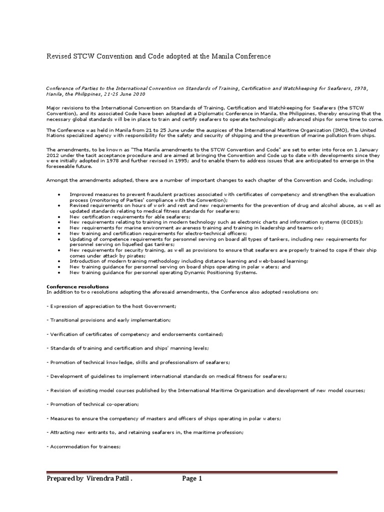 The Conference On STCW in Manila | PDF