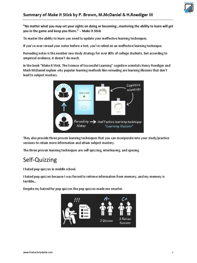 Make It Stick - Complete Summary | PDF