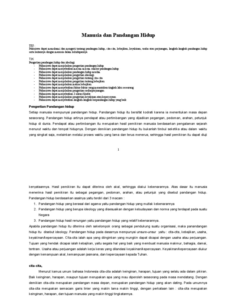 Manusia Dan Pandangan Hidup | PDF | Sains & Matematika