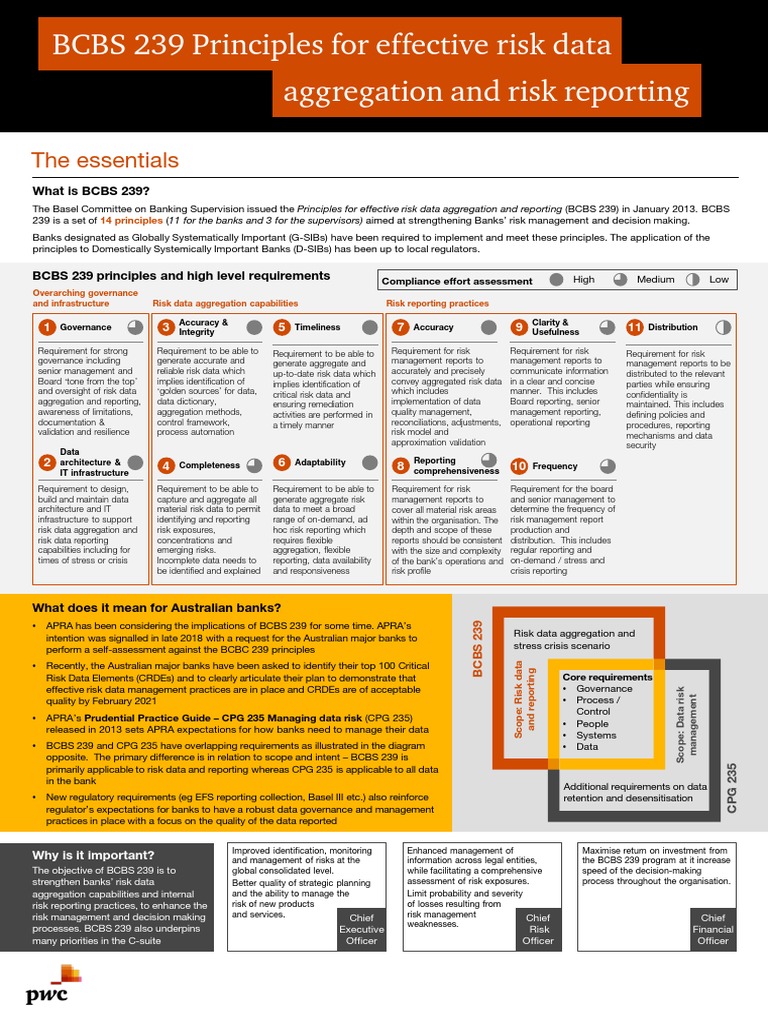 BCBS 239 Principles For Effective Risk Data Aggregation and Risk Reporting | PDF | Business