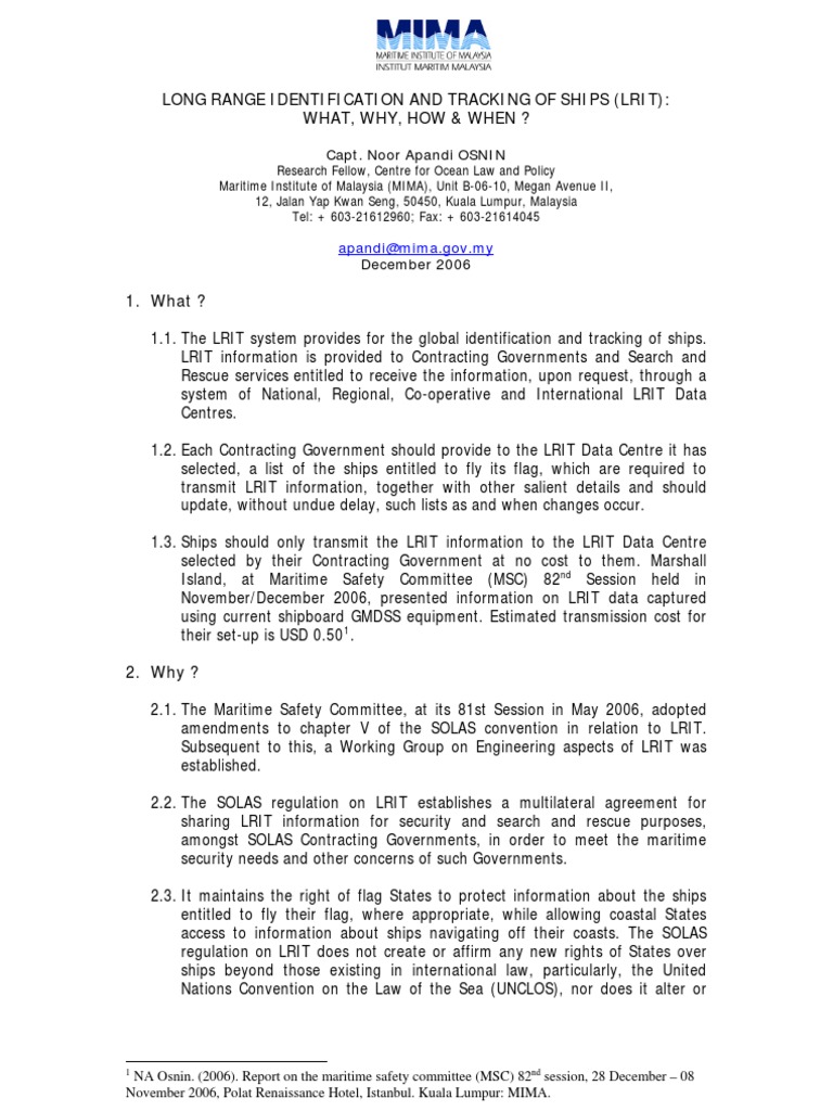 LRIT System Overview and Compliance | PDF | Business