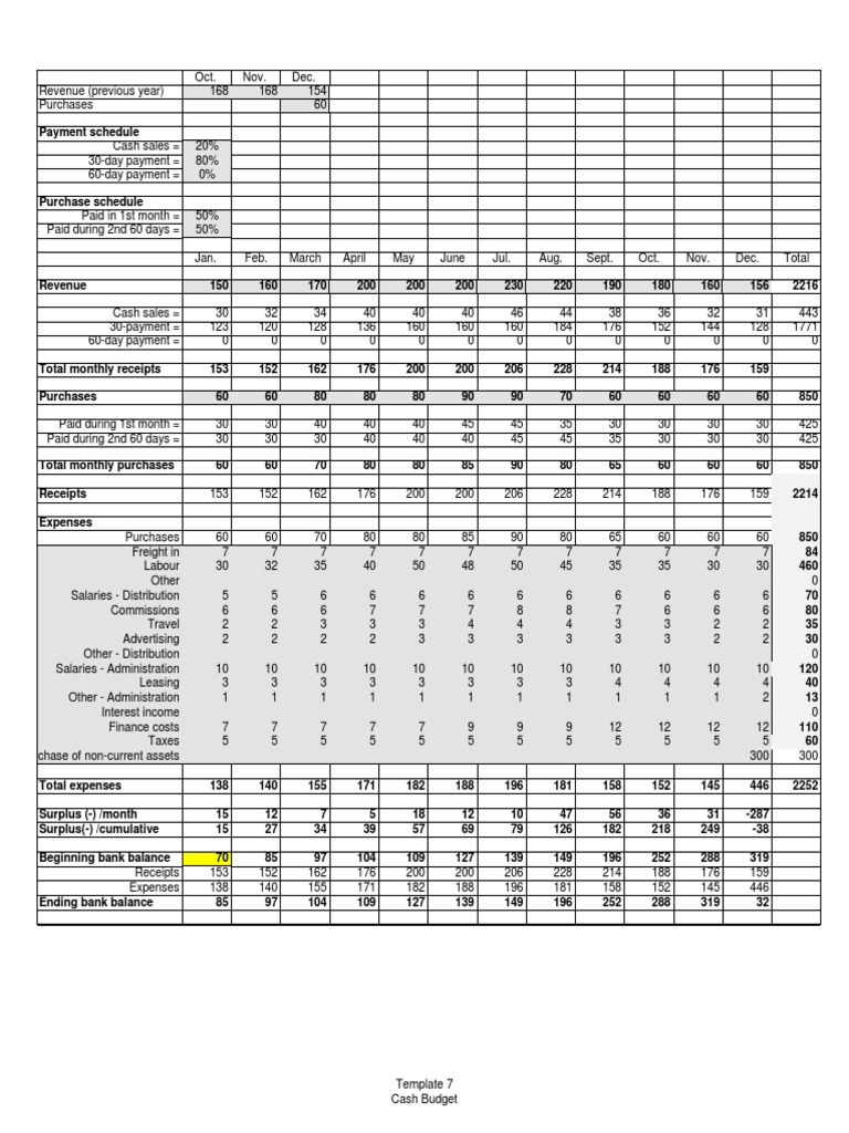 Cash Budget Template Overview | PDF | Money | Economies
