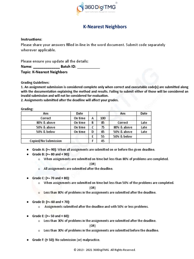 K-Nearest Neighbors: Instructions | PDF | Cross Validation (Statistics) | Systems Science