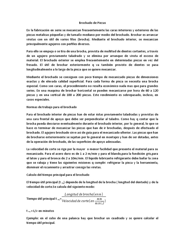 Brochado Interior y Mecanizado Eficiente | PDF | Mecanizado | Perforar