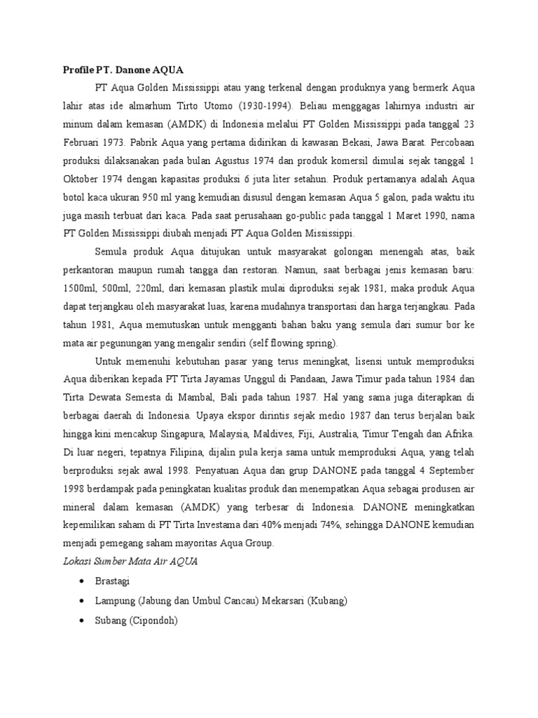 Profile PT Aqua | PDF