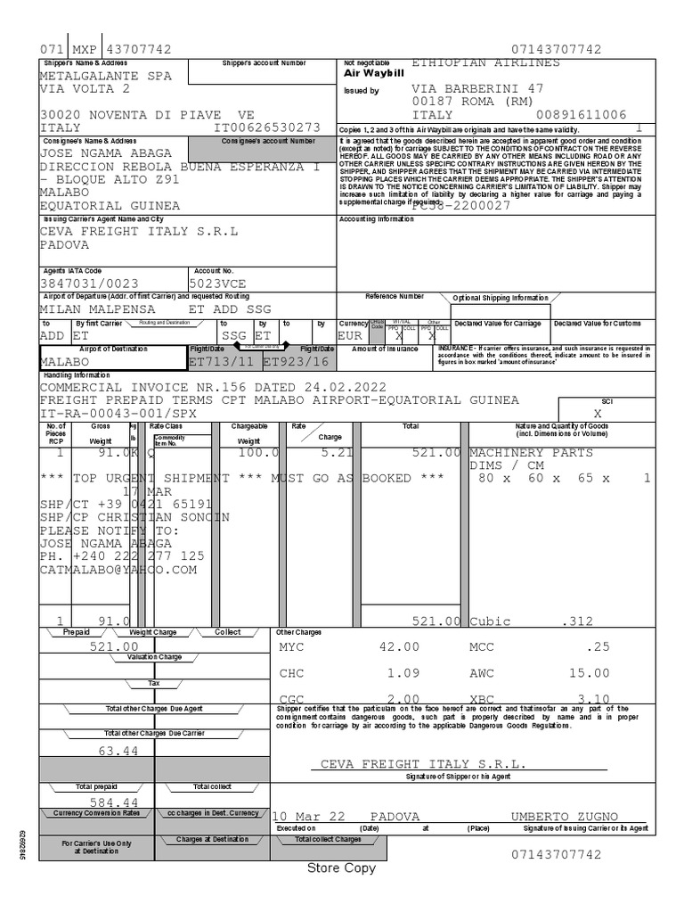 1 - DirectMasterAirwayBill-43707742-AM - MAWB | PDF | Freight Transport ...