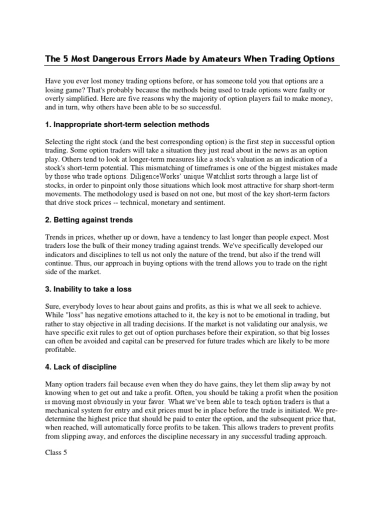 The 5 Most Dangerous Errors | PDF | Option (Finance) | Profit (Economics)