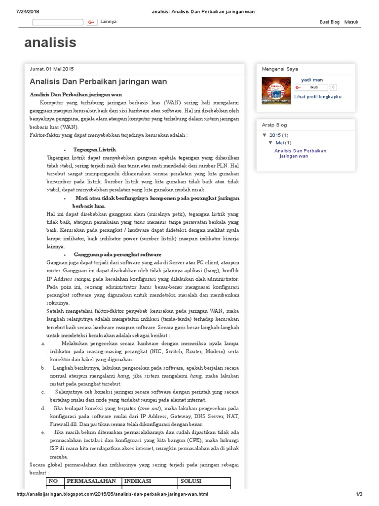 Analisis - Analisis Dan Perbaikan Jaringan Wan | PDF