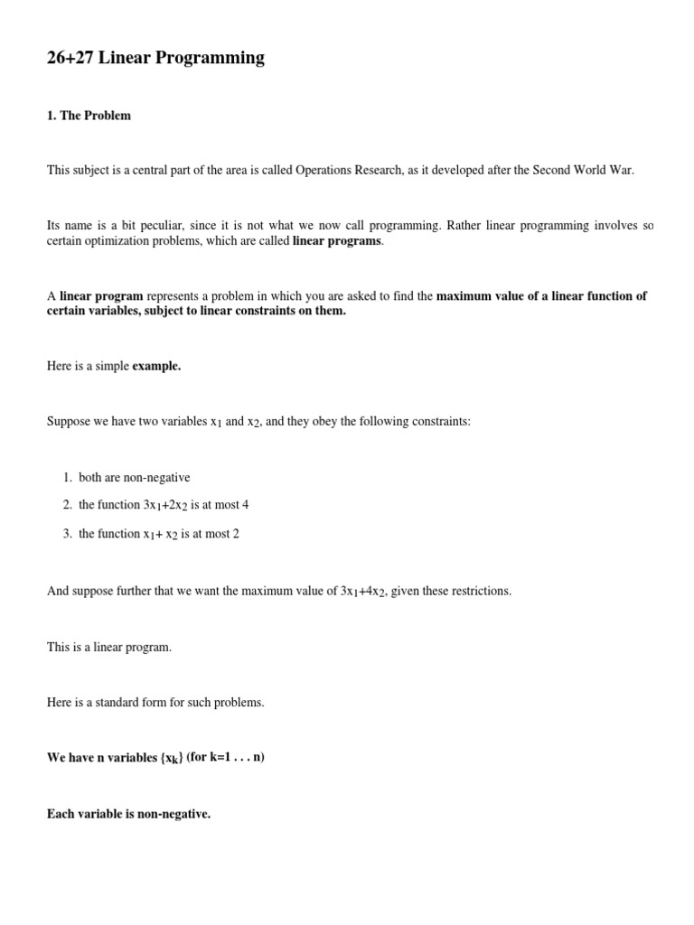Understanding Linear Programming Basics | PDF | Linear Programming | Mathematical Optimization