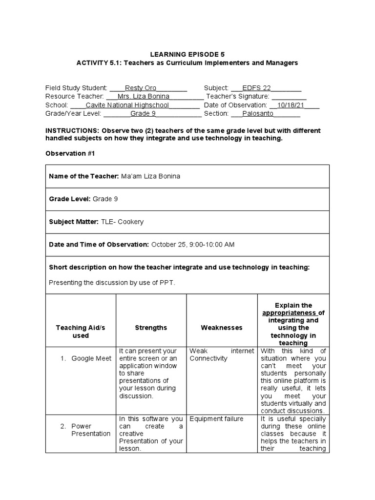 Edfs 22 - Episode 5 | PDF | Teachers | Learning