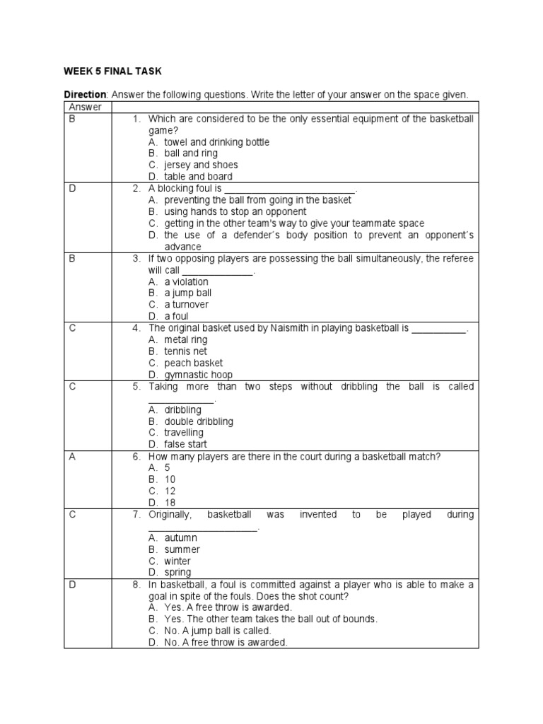Week 5 Final Task Direction: Answer The Following Questions. Write The ...