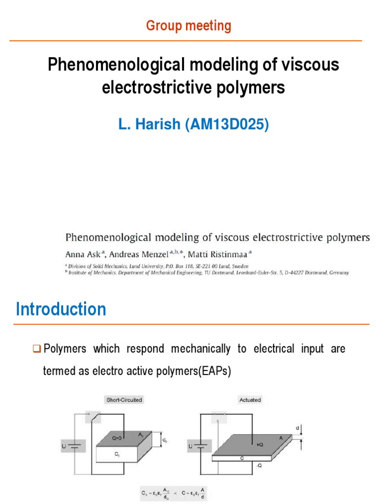 Phenomenological Modeling of Viscous Electrostrictive Polymers | PDF ...