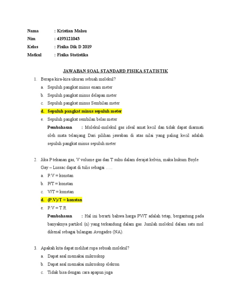 TR1 - Kristian Malau - 4193121043 - Fistat | PDF