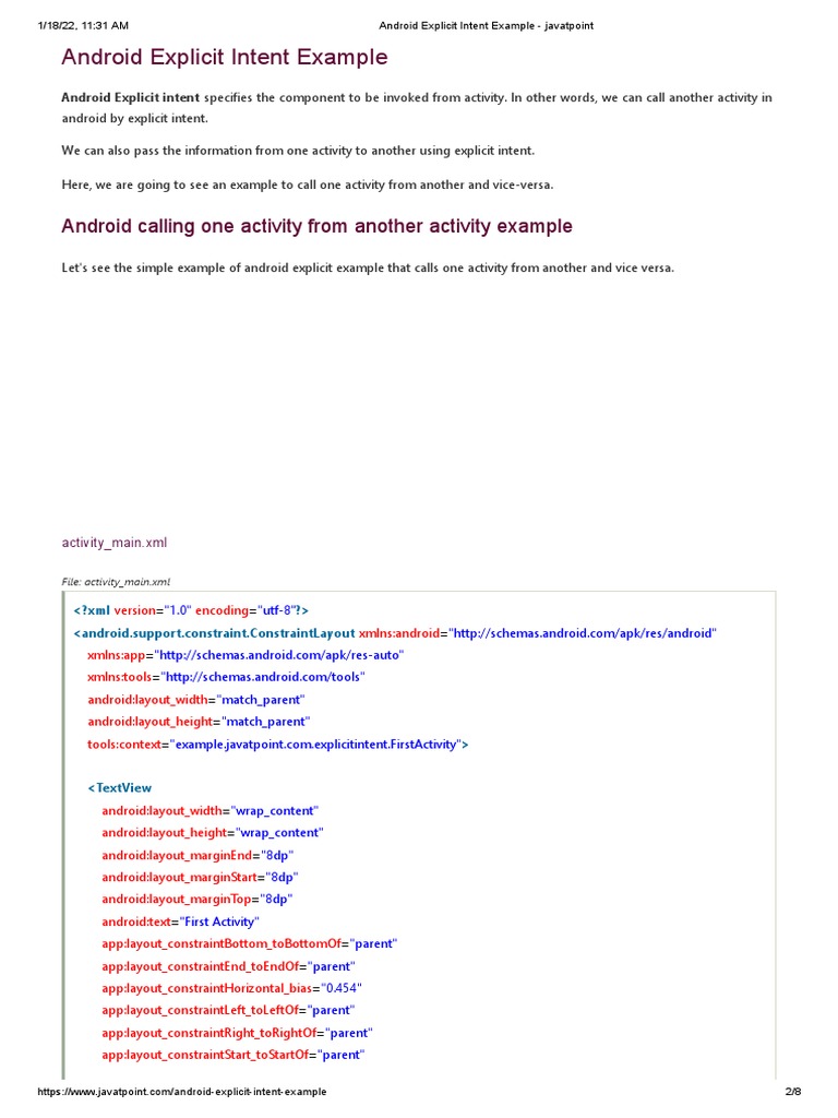 53-Android Explicit Intent Example - Javatpoint | PDF | Android (Operating System) | Software