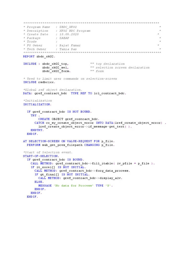 Automating Contract Data Processing from Excel to SAP using BDC | PDF | Method (Computer ...