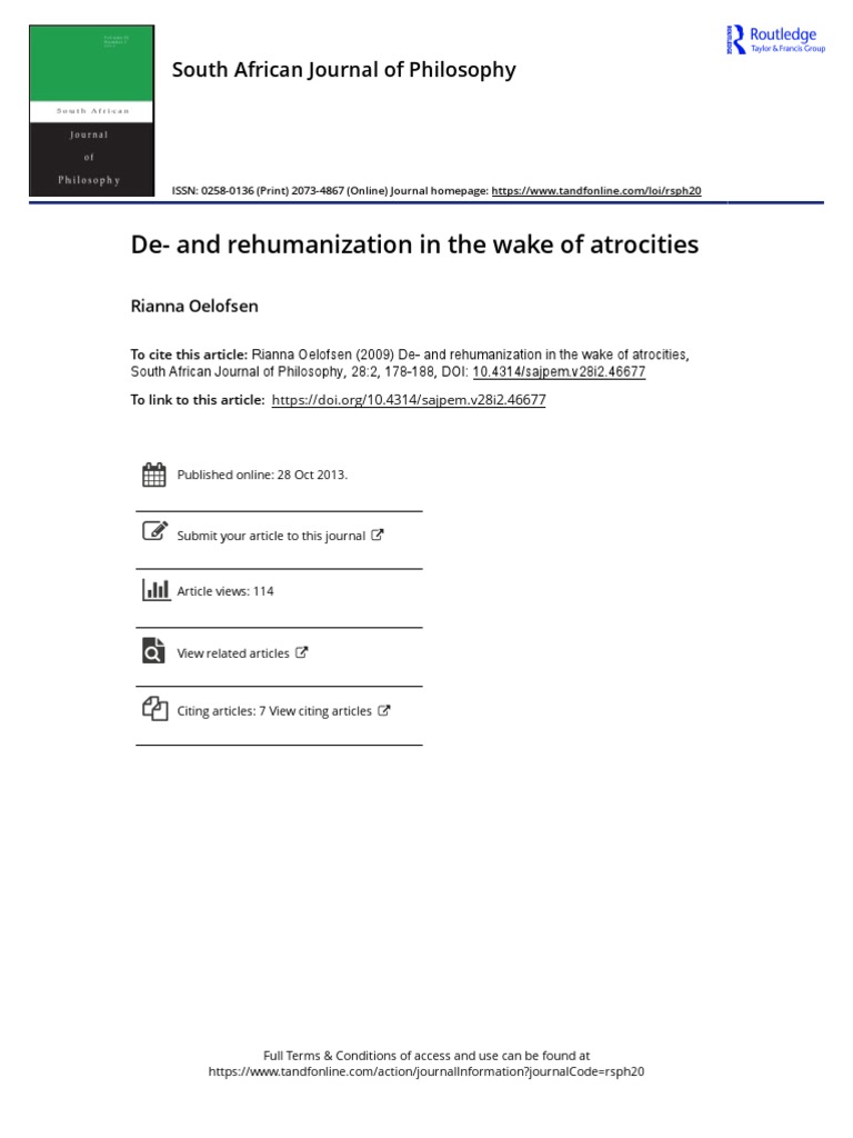 De and Rehumanization in The Wake of Atrocities | PDF | Identity ...